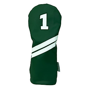 Sunfish Leather Golf Headcover Set 1-3-X Driver 3 Wood Fairway Hybrid Green and White