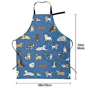 Cute Dog Grooming Apron with 2 Pockets Waterproof Dog Apron Chef Aprons Bibs for Women Men Adjustable Neck Stain Resistant