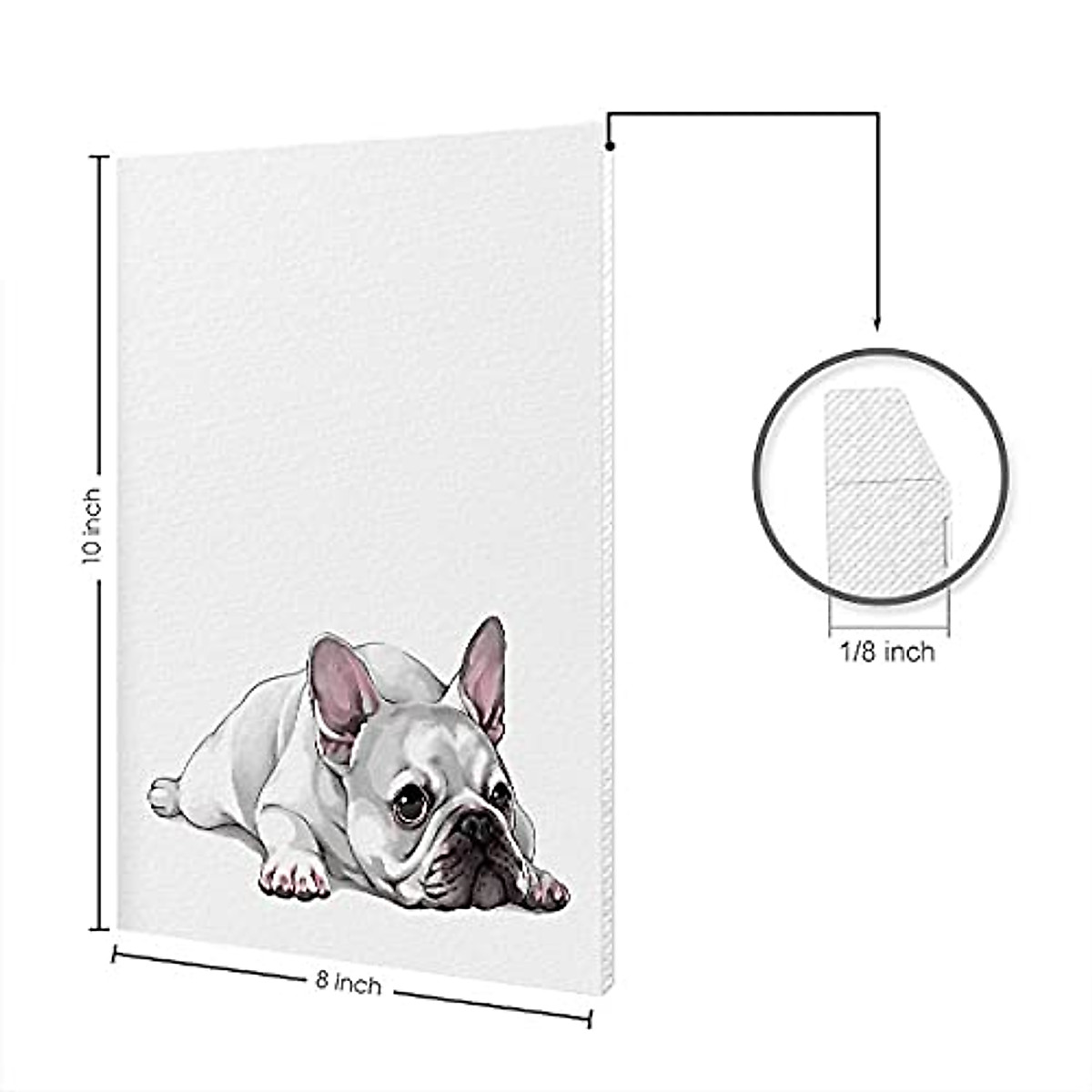 Wayfare Art French Bulldog Dog Lying Down Looking Up Canvas Prints Artwork Wall Art Poster for Home Office Living Room Decorations 8 x 10 inch