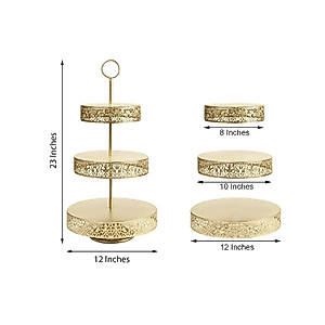 Efavormart 23" Tall Gold 3-Tier Metal Reversible Dessert Cupcake Stand for Wedding Decoration Event
