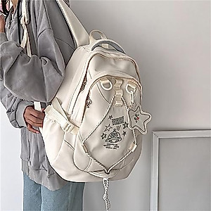 ASNAT Kawaii Backpack with Cute Star Pendant Large Capacity Bag for Women