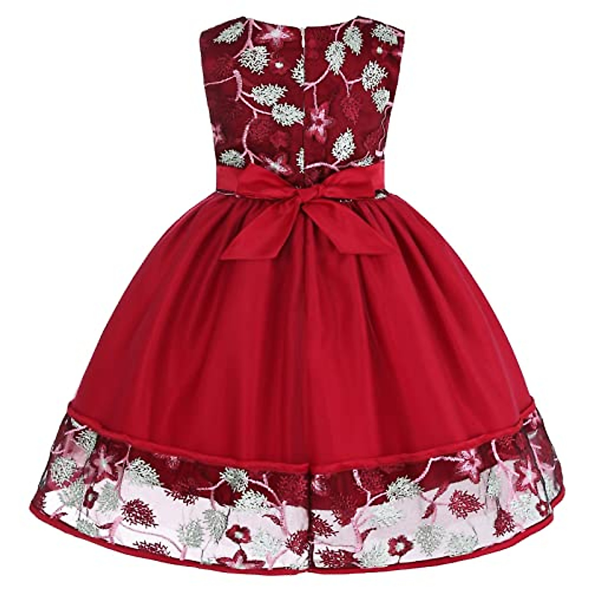 Dinosaur Toddler Dress Kids Girls Patterns Sleeveless Party Hoilday Weddings Elegant Lace Tulle Clothes (Red, 2-3 Years)