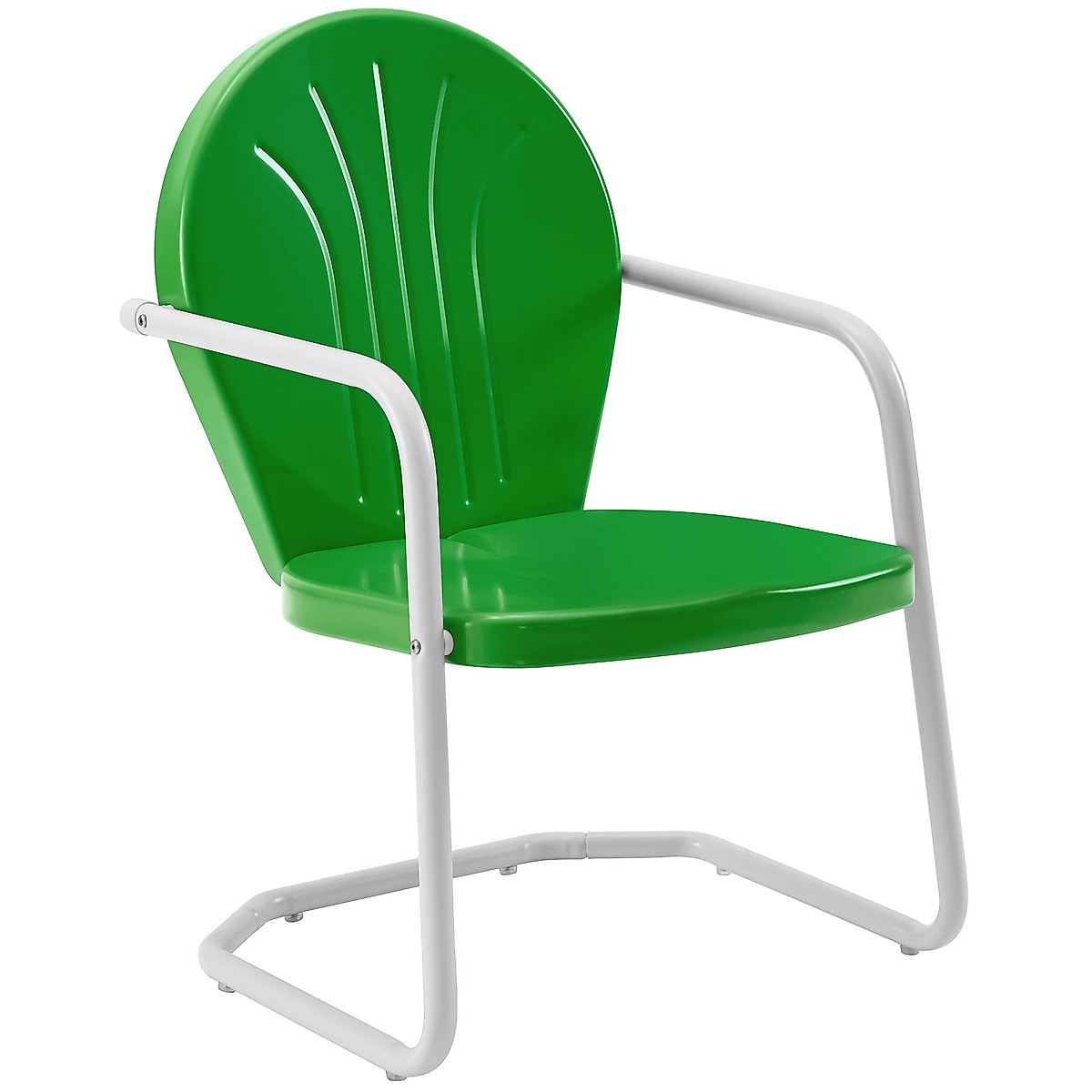 Crosley Furniture Griffith 2-Piece Retro Metal Outdoor Chair and Loveseat Patio Furniture Set for Porch, Grasshopper Green