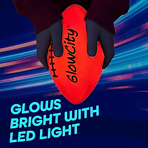 GlowCity Glow in The Dark Football - Light Up, Youth Size Footballs for Kids - LED Lights and Pre-Installed Batteries Included﻿