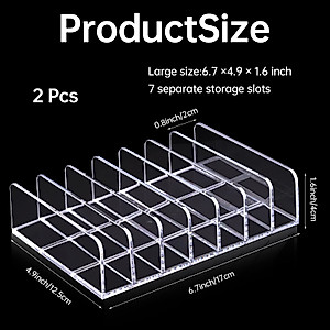2Pcs Makeup Pallet Organizer,Acrylic Eyeshadow Palette Makeup Organizer,Clear Eyeshadow Palette Cosmetic Organizer,7 Sections Palette Organizer Makeup Holder for Bathroom Countertop Wallets Sunglasses