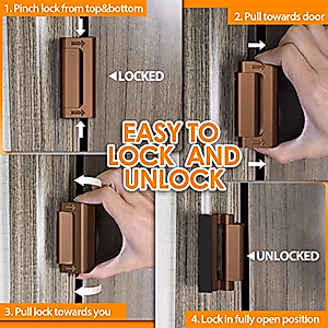Door Reinforcement Lock Home Security - Door Locks for Kids Safety Childproof Door Latch Guard with 3" Stop Withstand 800 lbs Inward Swinging Front Door Upgrade Night Lock Prevent Unauthorized Entry