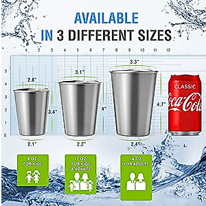 CHILLOUT LIFE Stainless Steel Cups for Kids and Toddlers 8 oz - Stainless Steel Sippy Cups for Home & Outdoor Activities, BPA Free Healthy Unbreakable Premium Metal Drinking Glasses (4-Pack)