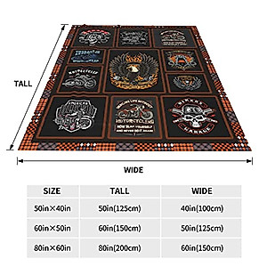 Motorcycle Throw Eagle Blanket Super Soft Warm Cozy Blankets Lightweight Microfiber Flannel Sherpa Fuzzy Plush Throws for Sofa Couch Bedding All Season 60"x50"