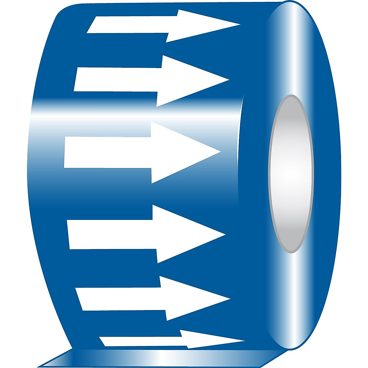 Accuform RAW254BUWT Adhesive Vinyl Directional Flow Arrow Tape, 2" Width x 54' Length x 0.006" Thickness, White/Blue