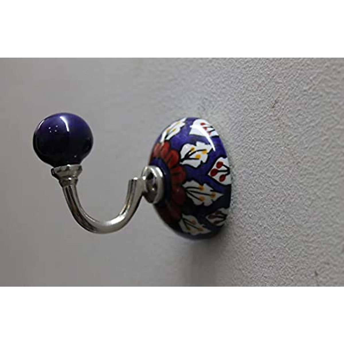 PARIJAT HANDICRAFT Hand Painted Beautifully Multicolored Ceramic Wall Hook Hanger Key Holder hat Clothes hangings Bath Towel Hook Hanger.
