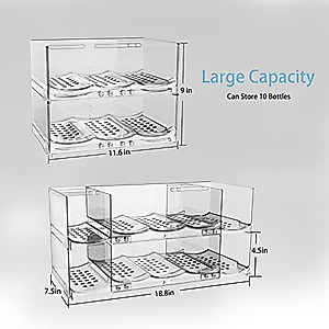 Plastic Water Bottle Organizer Rack, Expandable & Stackable Bin Holder for Insulated Tumbler Sports Flask Bottles Kids Water Bottle Travel Mug for Kitchen Cabinets Countertop Holds 12 Bottles, 2-Tier