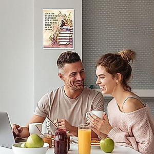 "Life Is Like A Book-Some Chapters Sad, Some Happy" Inspirational Wall Art -8 x 10" Floral Print w/Stacked Books Image-Ready to Frame. Home-Office-School-Library-Study Decor. Great Gift for Readers!