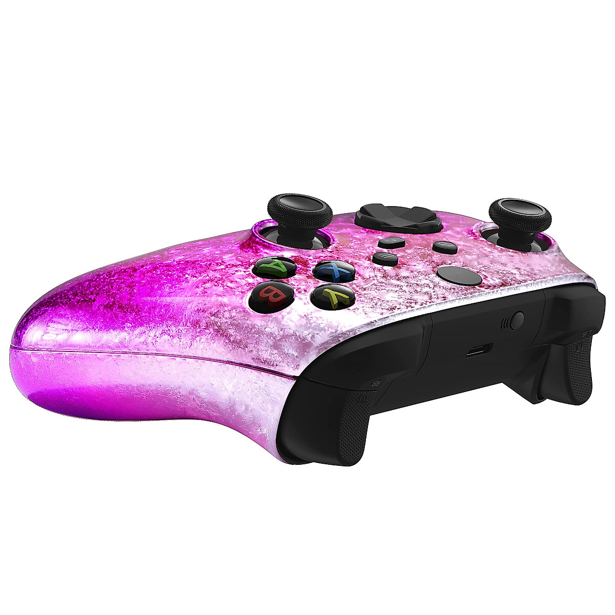 eXtremeRate Side Rails Grips Shell for Xbox Core Wireless Controller, Ice Flake Magenta Replacement Part Front Housing Cover Handles Faceplate for Xbox Series X & S Controller [Controller Excluded]