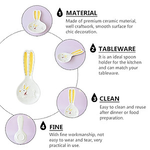 Ceramic Spoon Rest Coffee Spoon Holder for Stove Top Coffee Spoon Rest Bunny Shape Spoon Holder Cooking Spoon Rest for Kitchen Counter Utensil Rest for Spatula,Tongs,Ladles