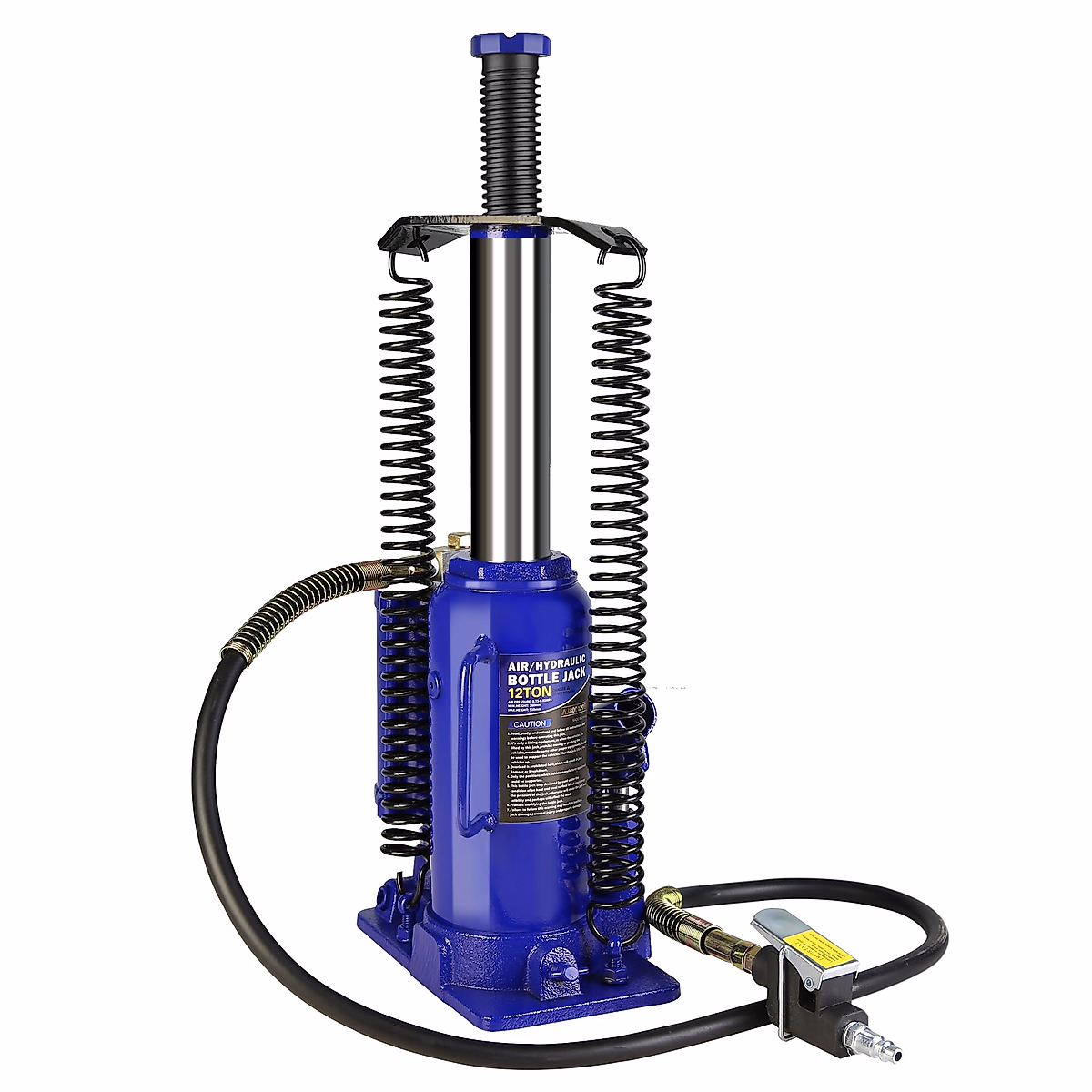 Air Hydraulic Bottle Jack, 12 Ton All Welded Bottle Jack, 10.2-20.1 inch Lifting Range, with 2-Section Long Handle, for Car, Pickup Truck, Truck, RV, Auto Repair, Industrial Engineering (Blue-12 Ton)