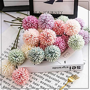 SHINE-CO LIGHTING Artificial Chrysanthemum Ball Flowers Hydrangea Arrangement Bouquet 10pcs Present for Friends Decor for Home Office Coffee House Parties and Wedding (Milk White)
