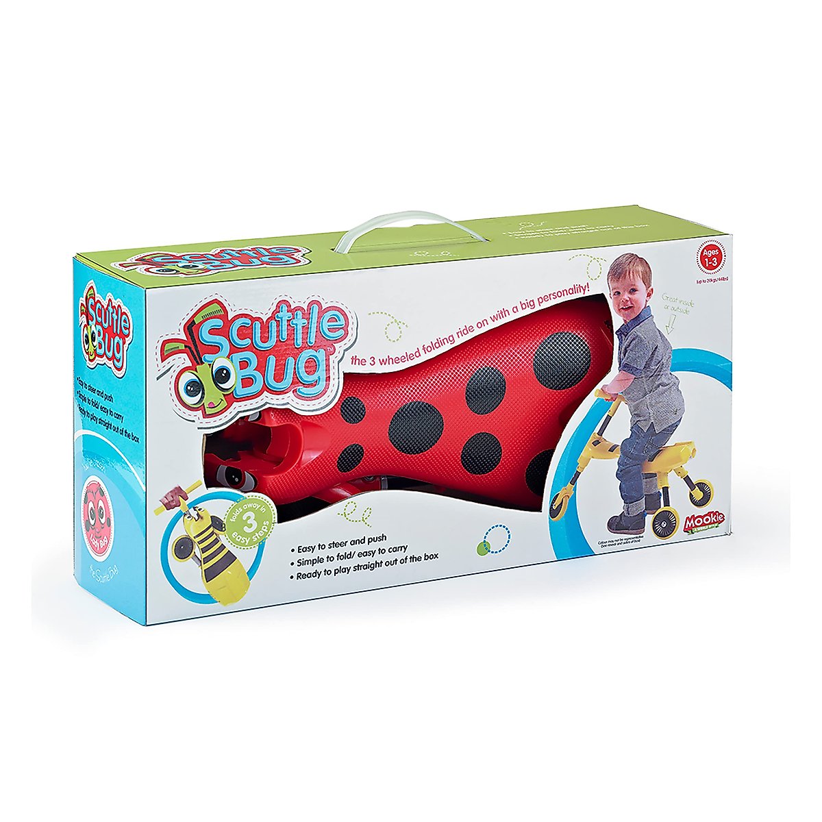Scuttlebug Ride On - Walking Tricycle with a Foldable Design - Red