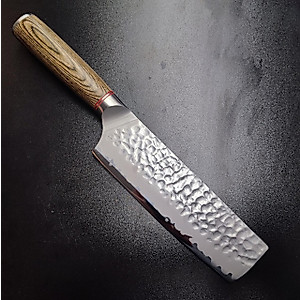 Nakiri Knife 3Layers Series Kitchen Knives Japanese Forged Vegetable Knife Sharp Meat Cleaver Ergonomic Pakkawood Handle Asian Chef Knife for Home and Kitchen 2024 Gifts