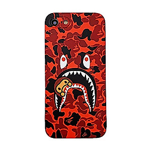 Hoolcase iPhone 7/iPhone 8/iPhone SE Soft Case for Shark Face/Shark Teeth Fans Girls Kids Boys, Cartoon Cute Fun Funny Shockproof TPU Protective Non-Slip 4.7 Inch Case for iPhone 7/8/SE 2020 (H-YU)