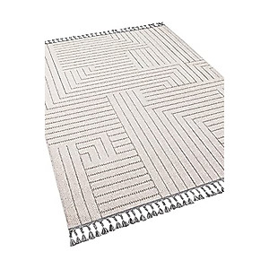 AK RUGS Off White Scandinavian Area Rug Minimalist Non Shedding Rug for Living Room Bedroom Rug (8'x10'), (OSLO 19670)