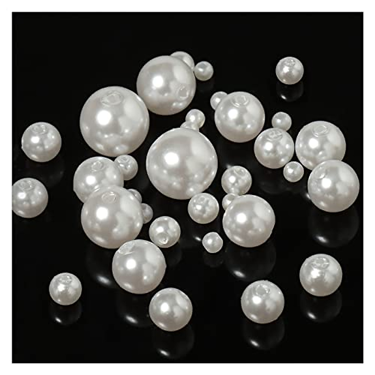 NHBT YU 100pcs 200pcs White Beige Color Imitation Pearl Beads 4/5/6/8/10mm Loose Beads DIY Jewelry Making Handmade Beading Hairpin T87 (Color : White, Item Diameter : 100pcs 12mm)