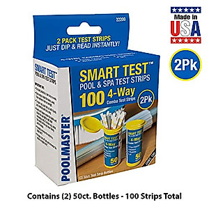Poolmaster 22200 Smart 4-Way Swimming Pool and Spa Water Chemistry Test Strips, 100 Count, 2 Pack, Made in The USA, Yellow