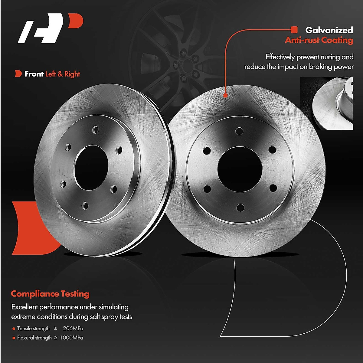 A-Premium 12.60 inch (320mm) Front Vented Disc Brake Rotors Compatible with Select Nissan and Infiniti Models - Armada 2005, Pathfinder/Pathfinder Armada 2004, Titan 2004-2005, QX56 2004-2005, 2-PC