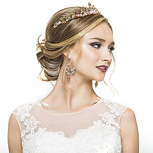 NODG Gold Tiaras for Women Bride Rhinestones Crowns for Women Gold Headbands for Women Crystal Pearl Bridal Tiaras and Crowns for Wedding Birthday Party Prom