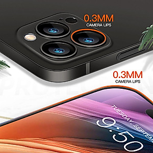 Purluct for iPhone 15 Pro Max Slim Case,Paper-Thin Transparent Finish Skin Back Case [Non Yellowing] Ultra Protective Cover with Camera Protection 6.7 Inch (Translucen Black)