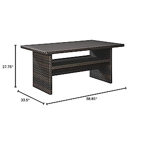 Signature Design by Ashley Outdoor Easy Isle Multi-Use Resin Wicker Patio Table, Dark Brown