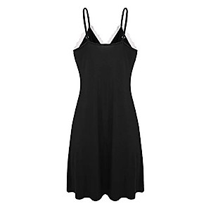 Ekouaer Women's Nightwear Sleepdress Camisole Slip, Viscose-black, Medium