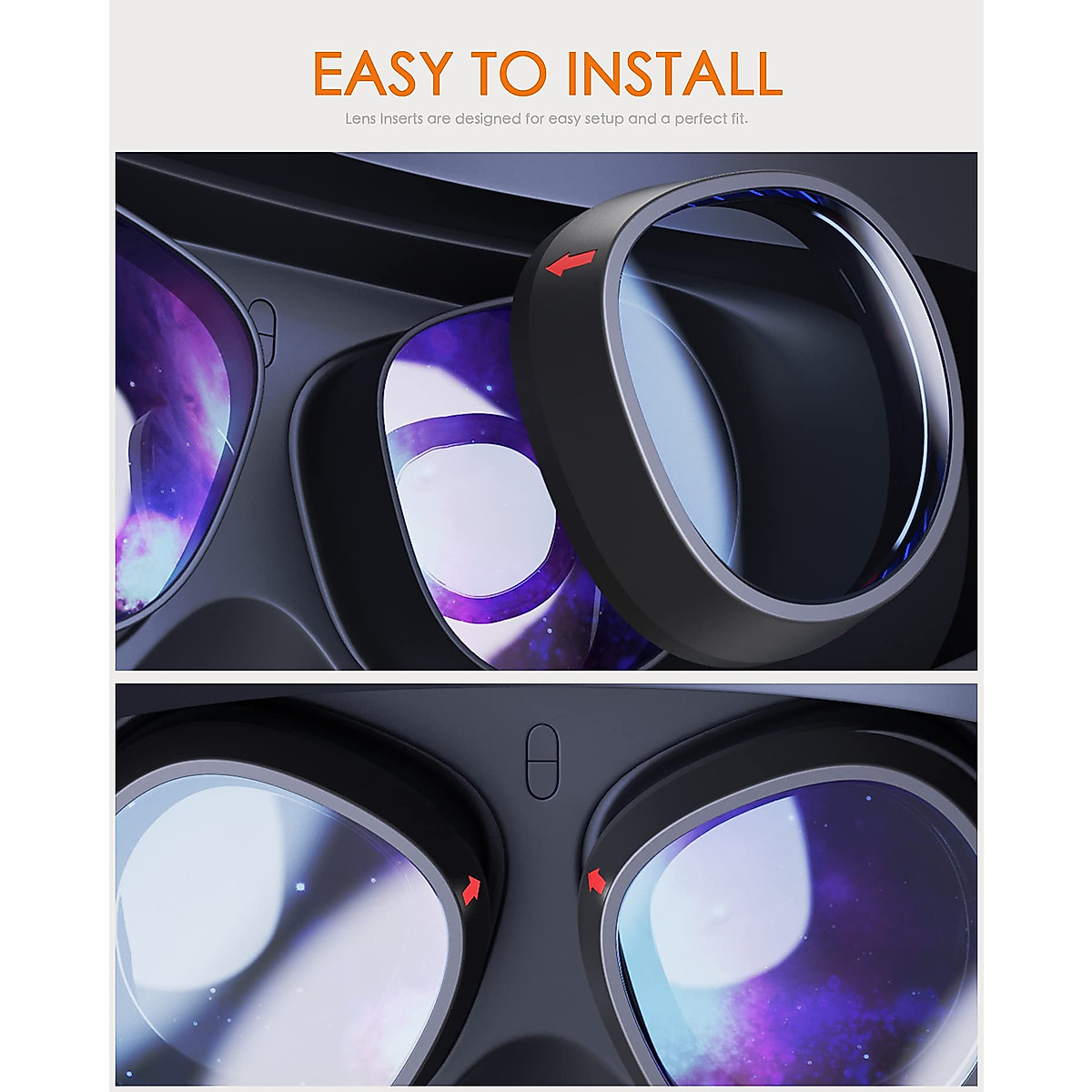 Amavasion Glasses Lenses Insert Compatible with Meta/Oculus Quest 2, VR Headset Customized Easy-to-Install Frame Plus Lens Combination SPH:-2.00(Two Lenses)