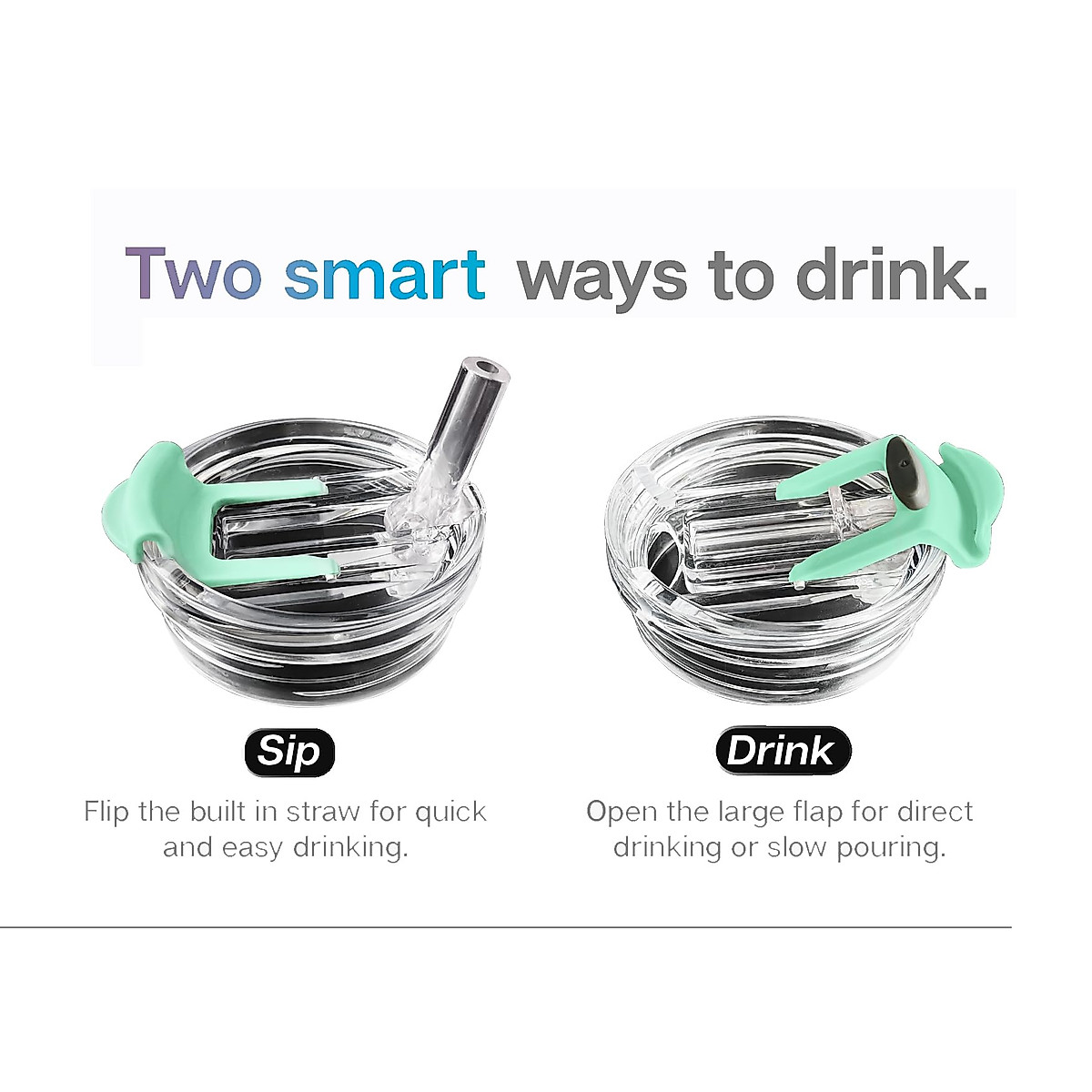 Four Leaf TrustyMate 40 Oz Tumbler with Handle and Built-In Straw Lid, Insulated Leak Proof Stainless Steel Tumbler (Mermaid)