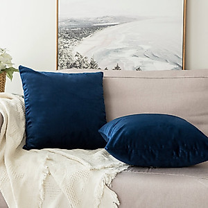 MIULEE Pack of 2, Velvet Soft Solid Decorative Square Throw Pillow Covers Set Cushion Case for Spring Sofa Bedroom Car 18x18 Inch 45x45 Cm