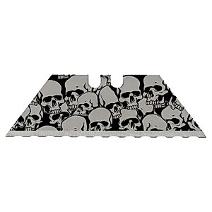 NDZ Performance Serrated Steel Blade Replacement for Utility Knife & Box Cutters, Custom Double Sided Laser Engraved Designs, Silver - Skull - 1 Pack