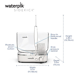 Waterpik Sidekick Portable Water Flosser, Perfect for Travel & Home, ADA Accepted, White/Chrome WF-04