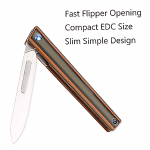 TENCHILON G37 Small Pocket Scalpel Knife, 10pcs #60 Replaceable Blades, Slender Compact Slim Gentleman's Flipper Folding Scalpel EDC Utility Knives with Blue Titanium Belt Clip