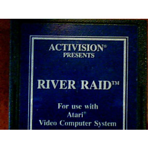 1982 Activision Presents "River Raid" Video Game Cartridge for Atari 2600---blue Image Label Version #Ax-020-04 (Activision Presents River Raid for Use with Atari Video Game System---program Contents Audio Visual Display, and Label---activision 1982 Ax-02