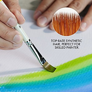 ARTIFY Sunflower 15 Pieces Paint Brush Set, Expert Series, Enhanced Synthetic Brush Set with Canvas Roll and Special Bookmarks for Acrylic, Oil, Watercolor and Gouache - Yellow