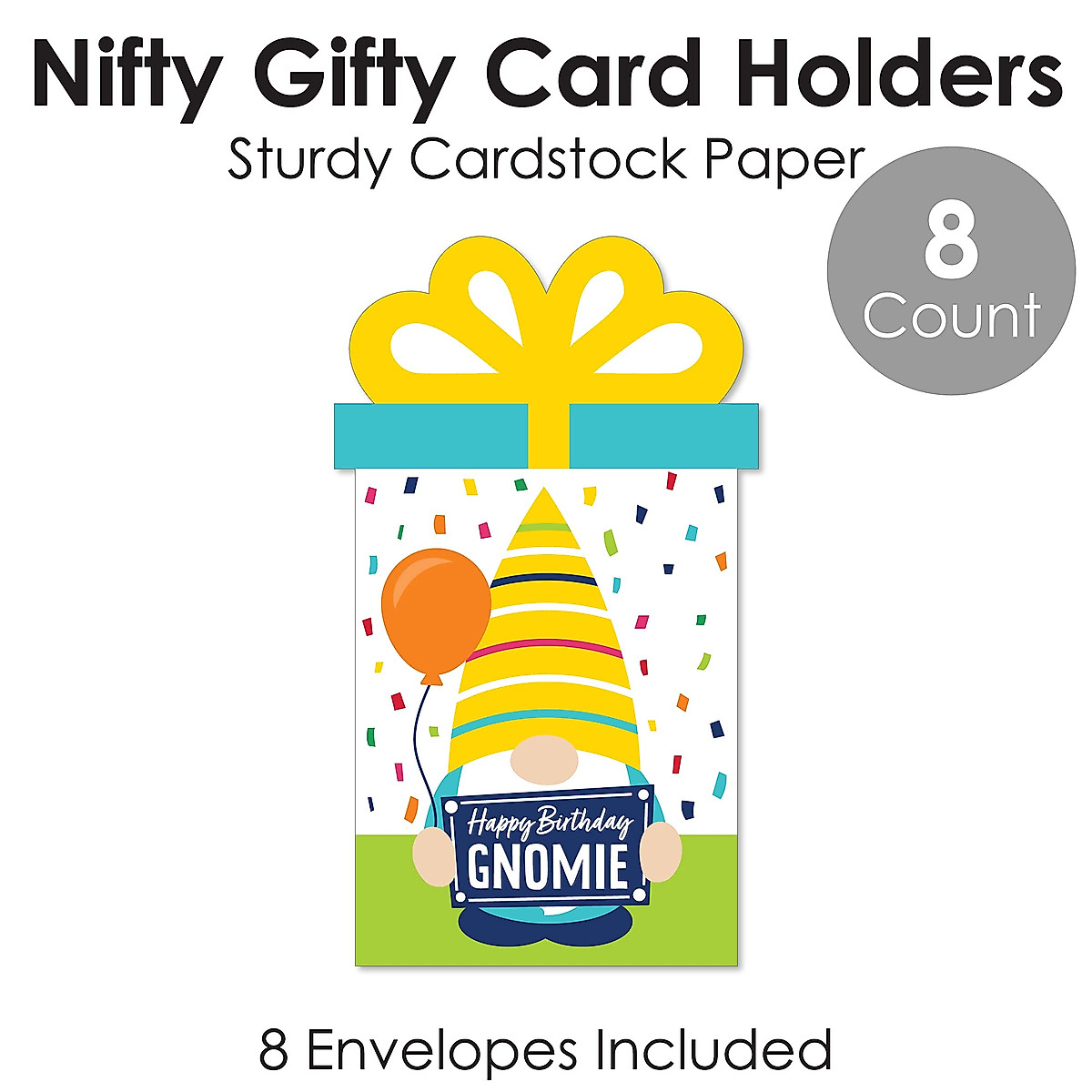 Big Dot of Happiness Gnome Birthday - Happy Birthday Party Money and Gift Card Sleeves - Nifty Gifty Card Holders - Set of 8