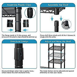 Ulif L2 Heavy Duty L-Shaped Garment Rack, 5-Tier Freestanding Clothes Rack with Shelves, Closet Organizer Storage System for Corner and Small Bedroom, 44"W x 43.3"L x 77.6"H, Max Load 802 LBS, Black
