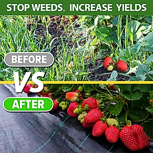 Winisok Weed Barrier Landscape Fabric Heavy Duty, 3FT x 100FT Thicken Garden Fabric Weed Mats, Durable Weeds Control Mulch Breathable Weed Cloth Weed Blocker Garden Bed Cover (3ft x 50ft x 2Packs)