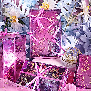 LeZakaa Pink Holographic Wrapping Paper - Mini Roll - Butterfly Print for Birthday, Holiday - 17 inches x 32.8 Feet (46.5 sq.ft.)