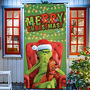 Christmas Door Cover Merry Christmas Font Porch Sign Winter New Year Xmas Christmas Decorations and Supplies for Home Party