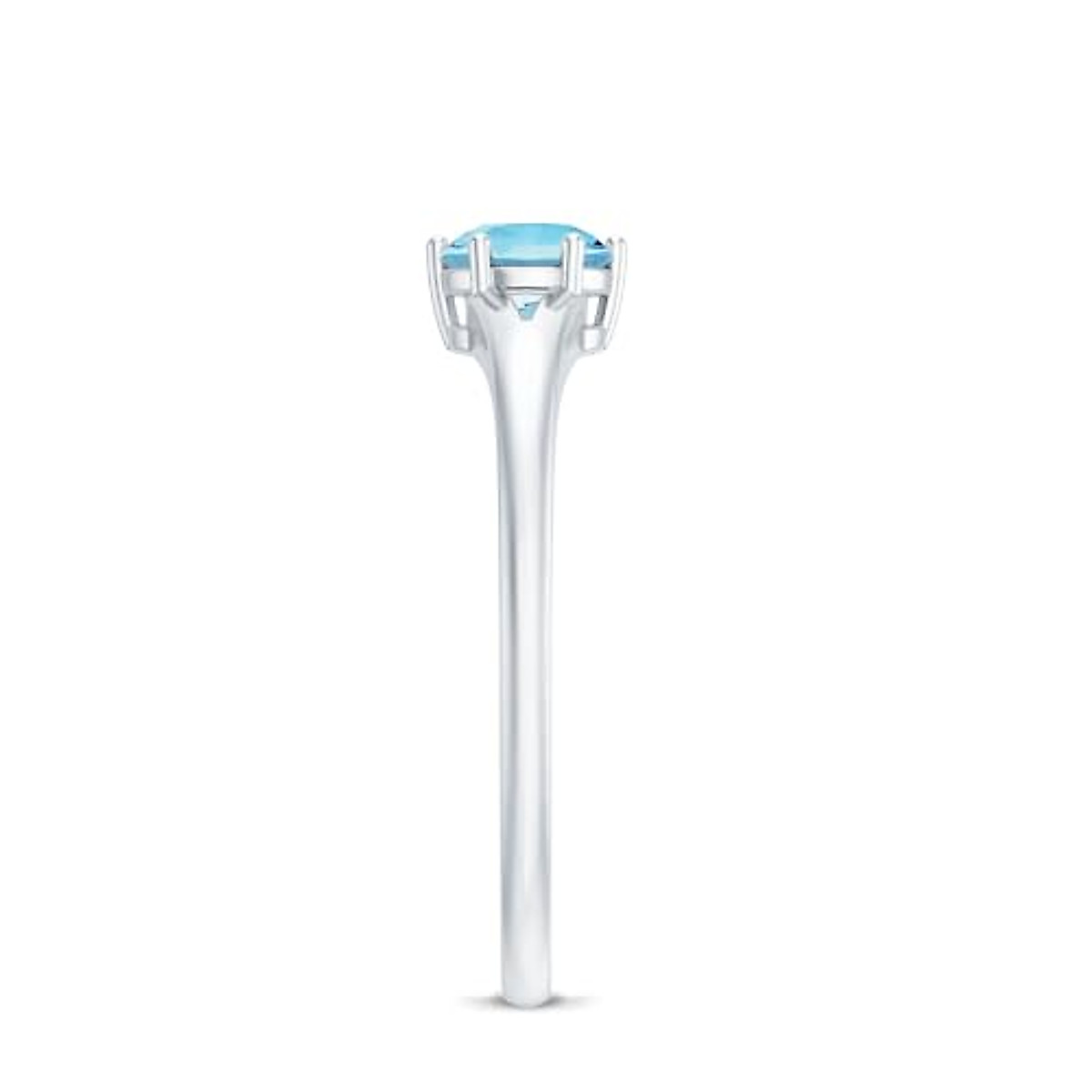 Natural Aquamarine Promise Ring for Women, AAA Quality, Certified March Birthstone Ring - With Jewelry Box, 14K White Gold, Size:US 4.00