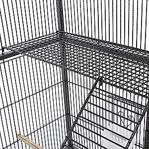 Yaheetech 69-Inch Extra Large Wrought Iron 3 Levels Ferret Chinchilla Sugar Glider Squirrel Small Animal Cage with Cross Shelves and Ladders, Black