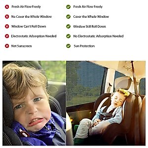Ziciner Car Window Shade, 4 Pcs Auto Side Front Rear Window Sun Shades, Heat Block and UV Rays Protection, Breathable Mesh Privacy Protection Curtain, Universal Fit Most SUV (SUV Front&Back 4Pcs)