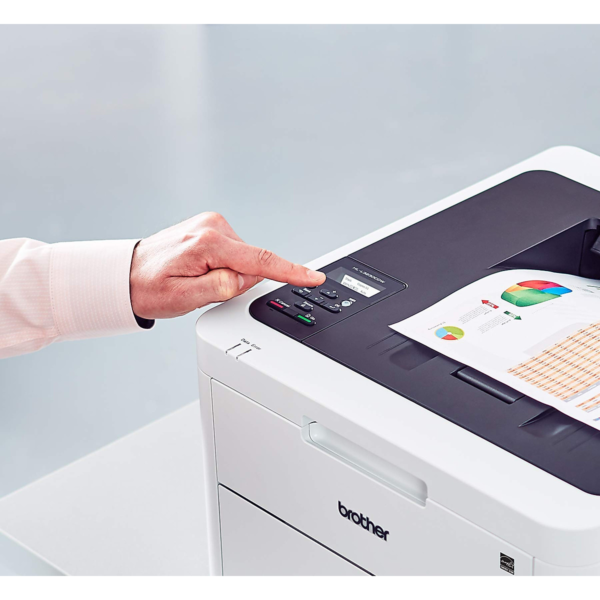 Brother HL-L3230CDW Compact Digital Color Laser Printer, Wireless Printing, Automatic Duplex Printing, Built-in Wireless, 256 MB, 25 ppm, 250-sheet, White-Bundle with Printer Cable