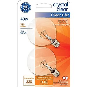 GE Lighting 17730 40 Watt Clear Vanity Globe Light Bulbs 2 Count