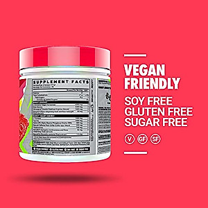 GHOST Legend Pre-Workout Energy Powder, Sour Patch Kids Redberry - 25 Servings - Caffeine, L-Citrulline, & Beta Alanine Blend for Energy Focus & Pumps - Free of Soy, Sugar & Gluten, Vegan